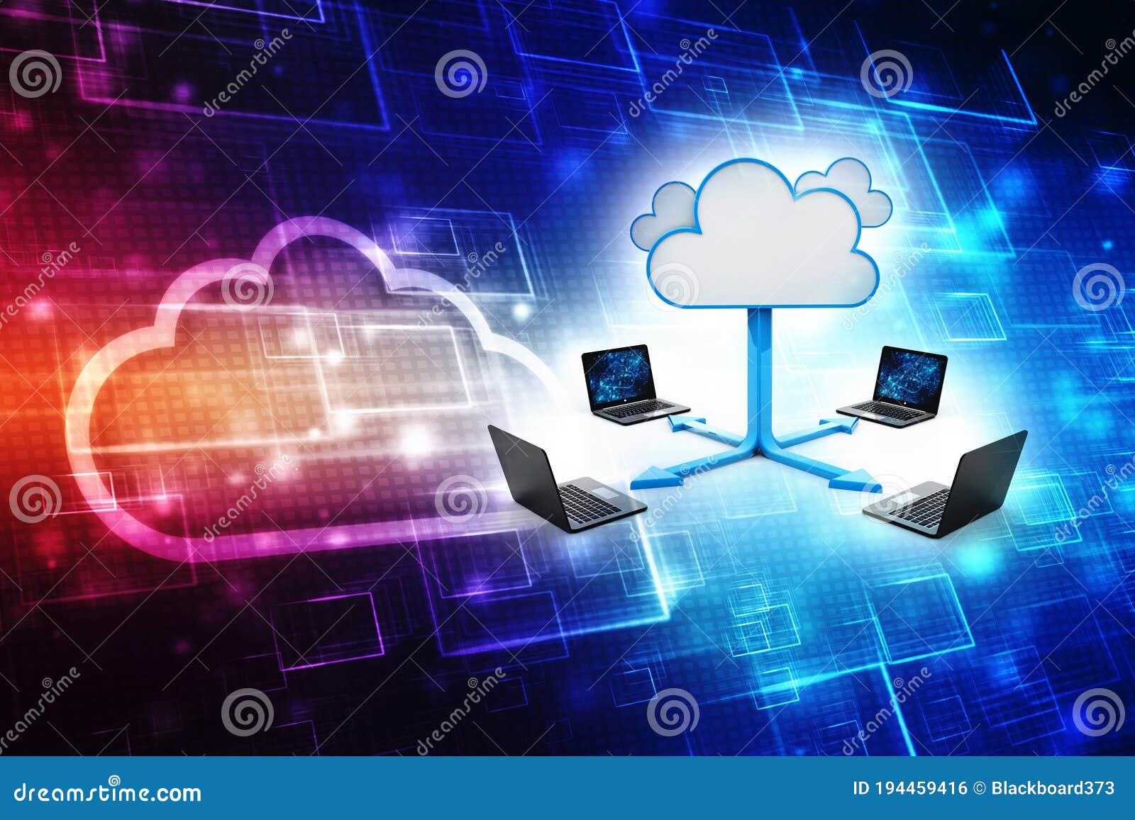 3d Rendering Cloud Computing Concept, Cloud Internet Technology Concept Background, Stock ...