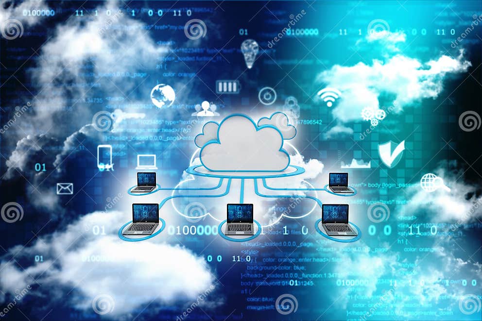 Cloud Internet Technology Concept Background, Cloud Computing and Network Security Technology ...
