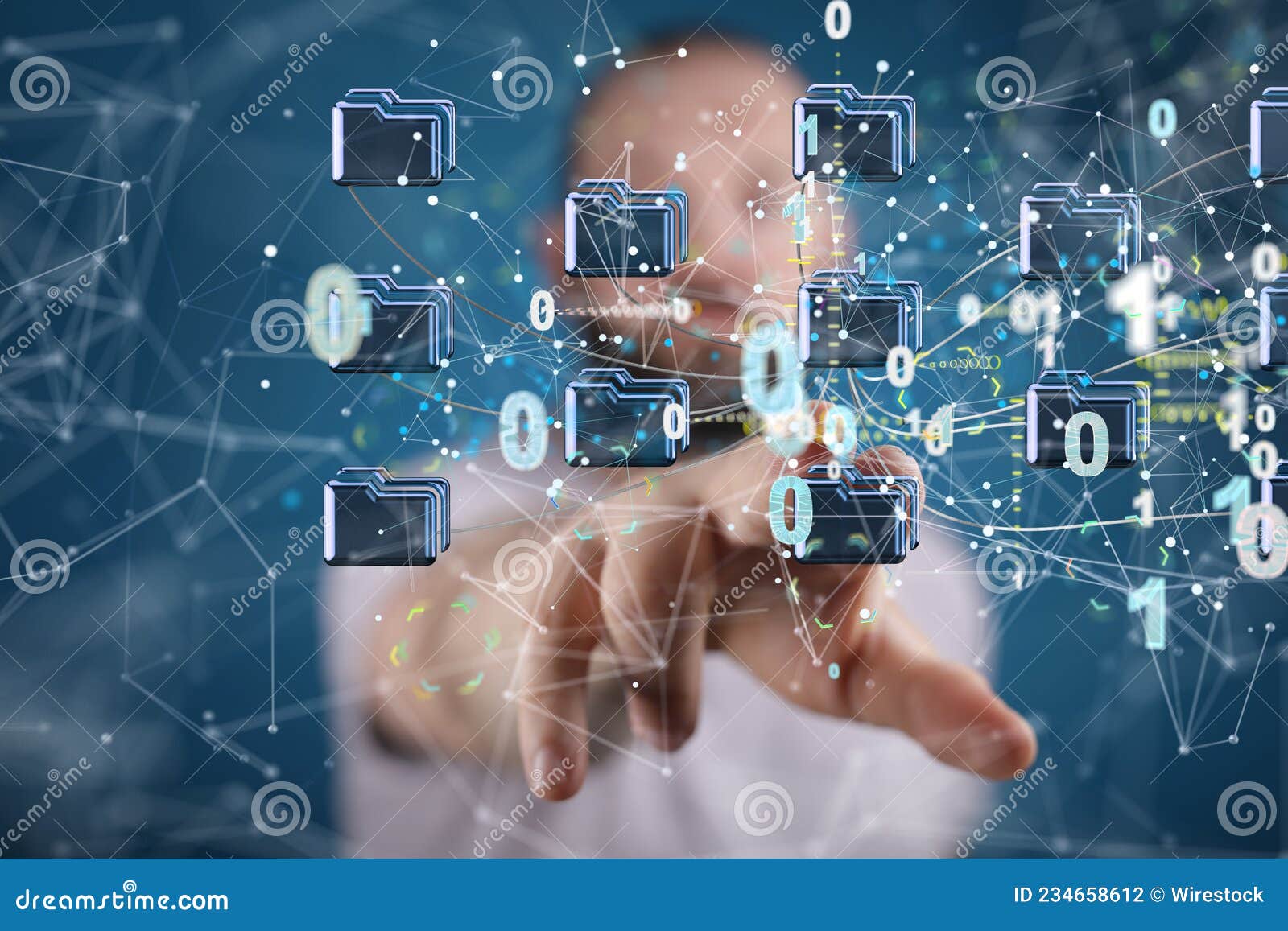 3D Rendering of a Cloud Storage System Floating in the Air Stock Photo ...