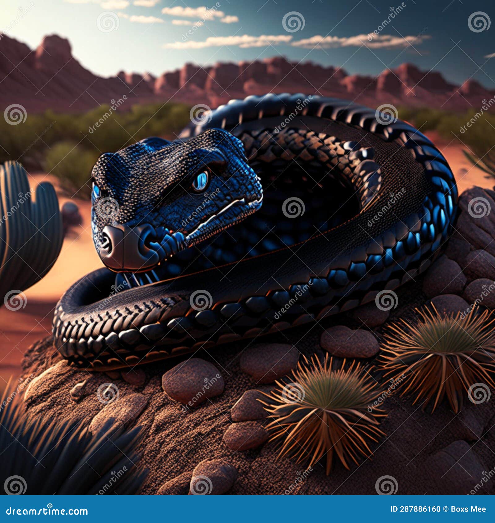 3D Rendering of a Cobra in a Desert Environment with Cactus AI ...