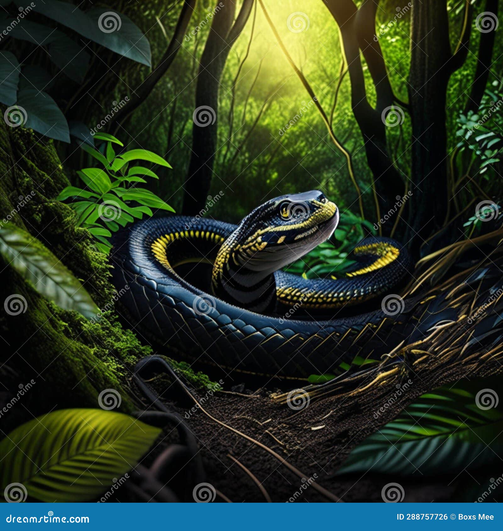 3d Rendering of a Cobra Snake in the Jungle with Natural Background ...
