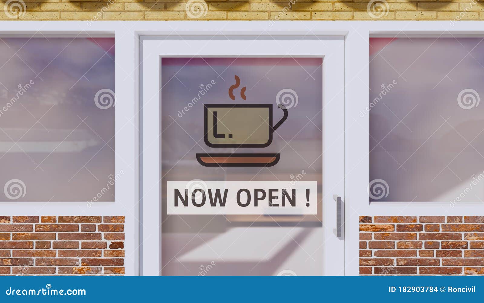 Coffee Shop and Now Open Sign Stock Illustration - Illustration of ...