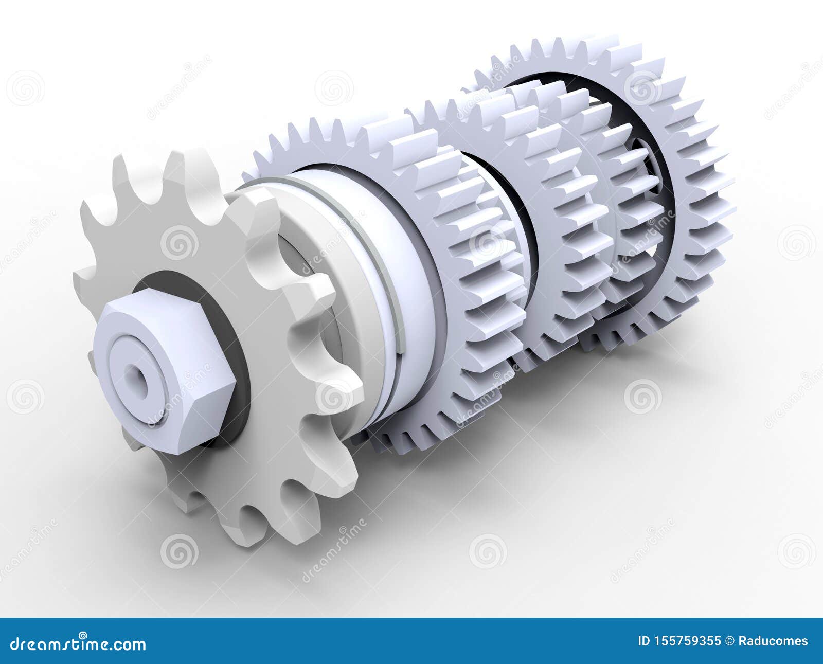 3D Rendering - Cogs on a Shaft Stock Illustration - Illustration of ...