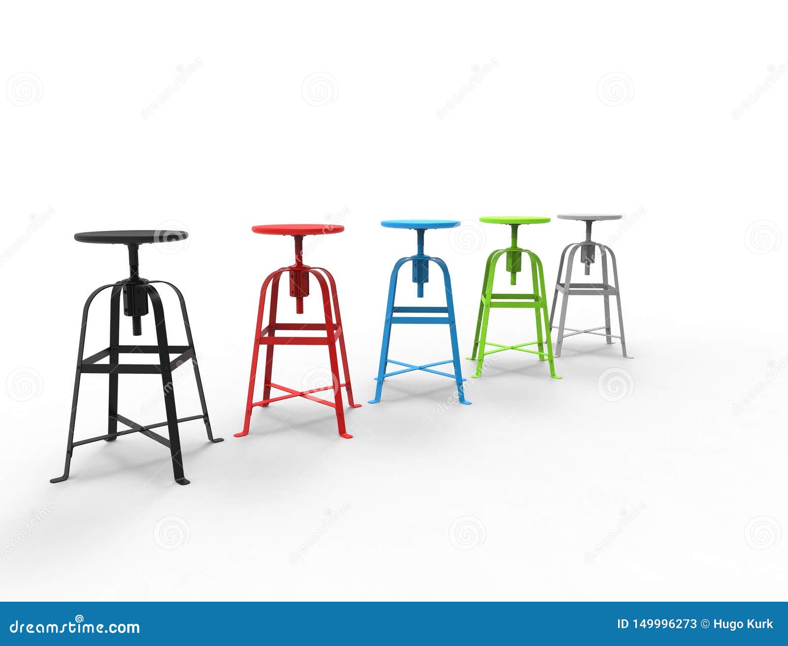 3d Rendering of a Collection of Stools Isolated in White Background ...