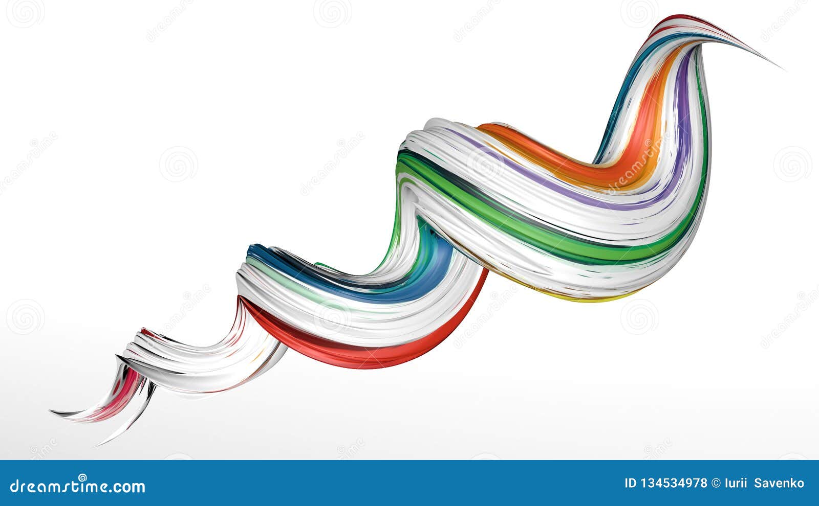 3D Rendering of Colorful Abstract Twisted Shape of Paint Stock ...