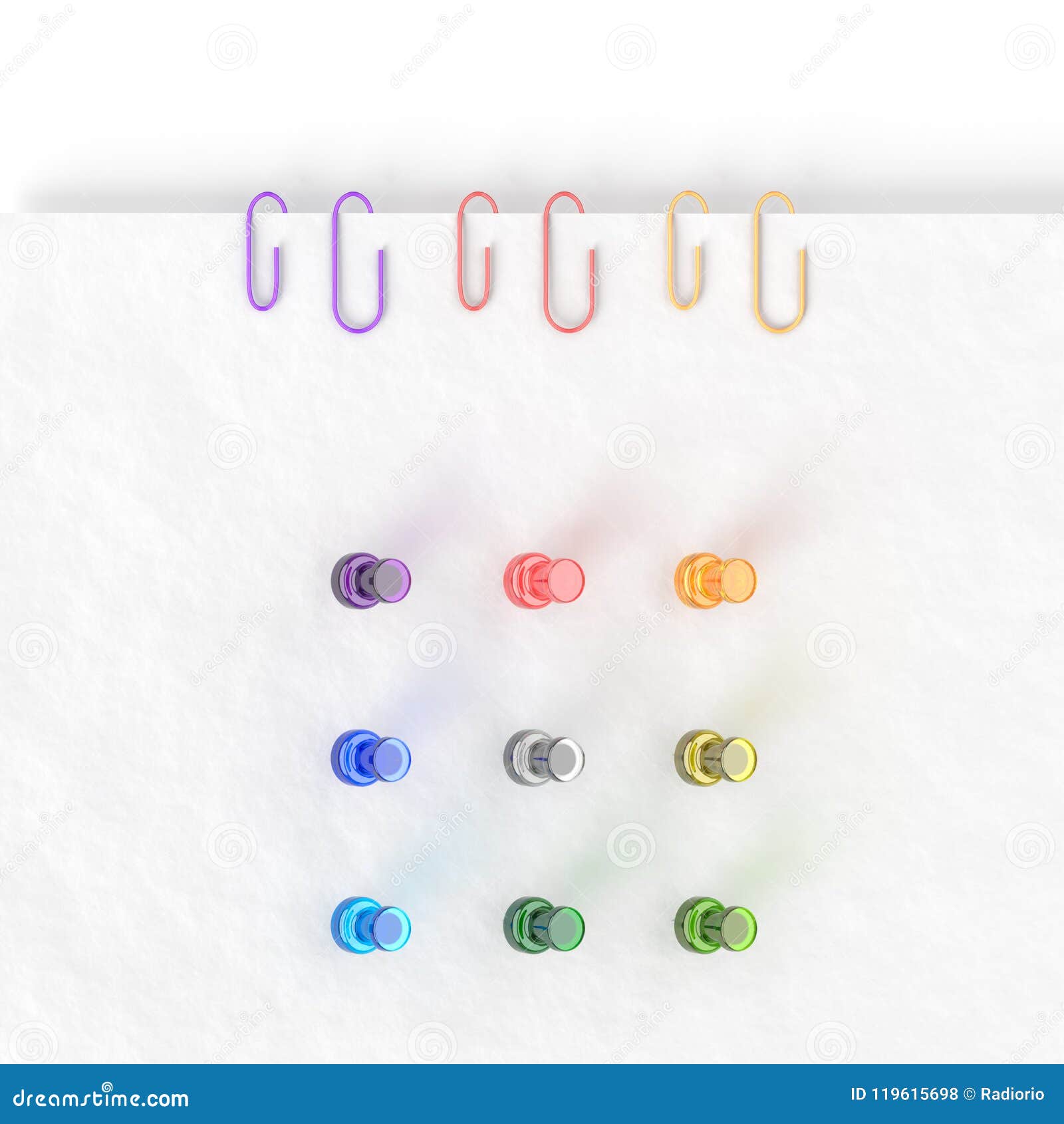 Clips and push pins stock illustration. Illustration of rendering ...