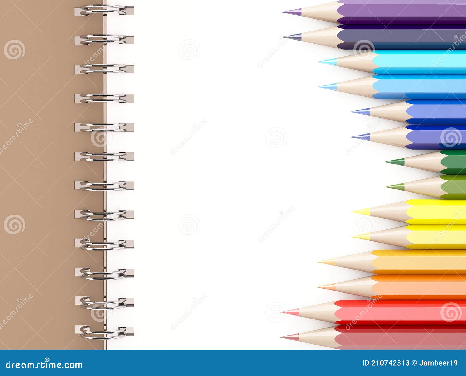 3d Rendering of Color Pencils on Notebook Background Stock Illustration ...