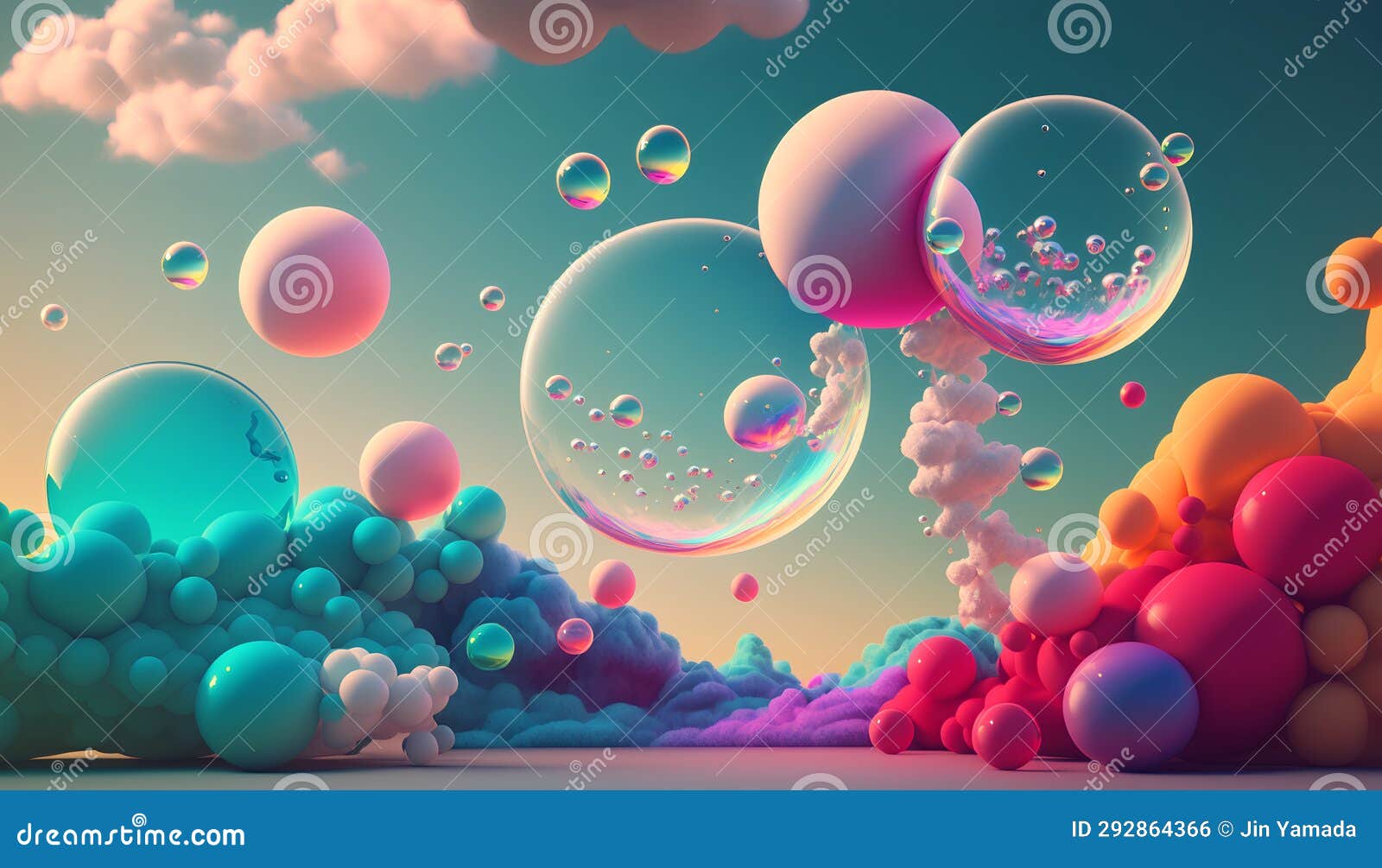 3d Rendering of Colorful Abstract Background with Bubbles and Balls. 3d ...