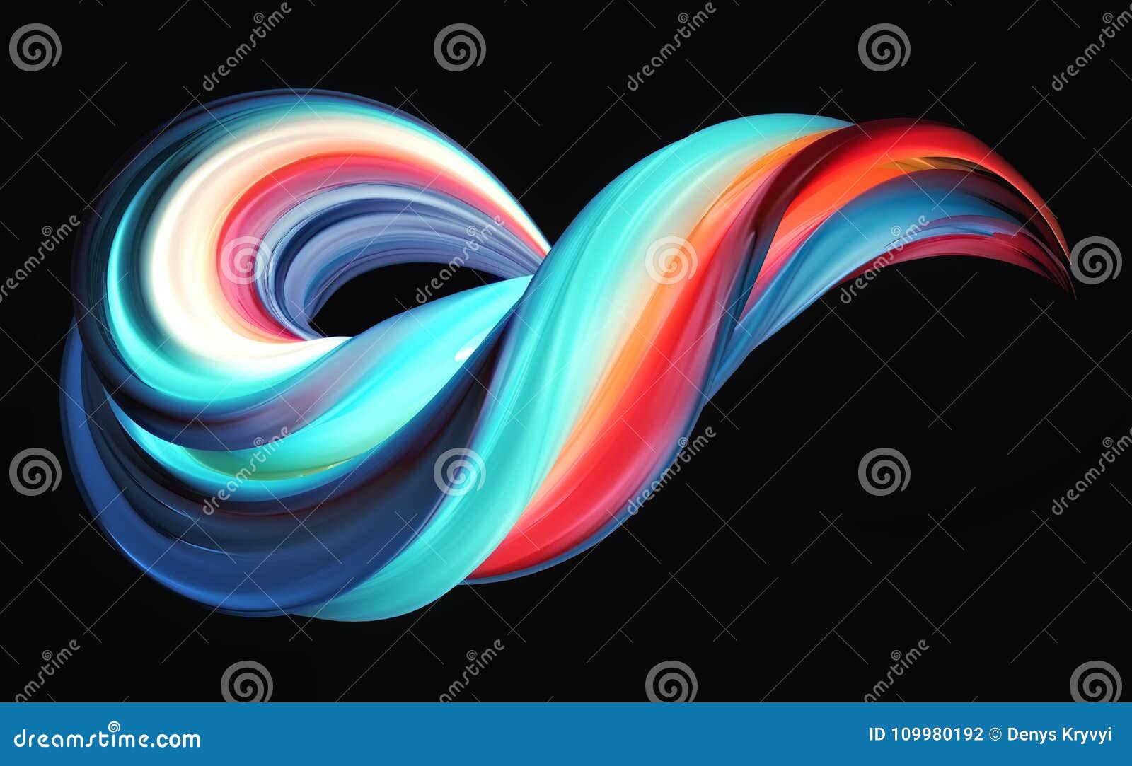 3D Rendering of Colorful Abstract Twisted Shape in Motion. Computer ...