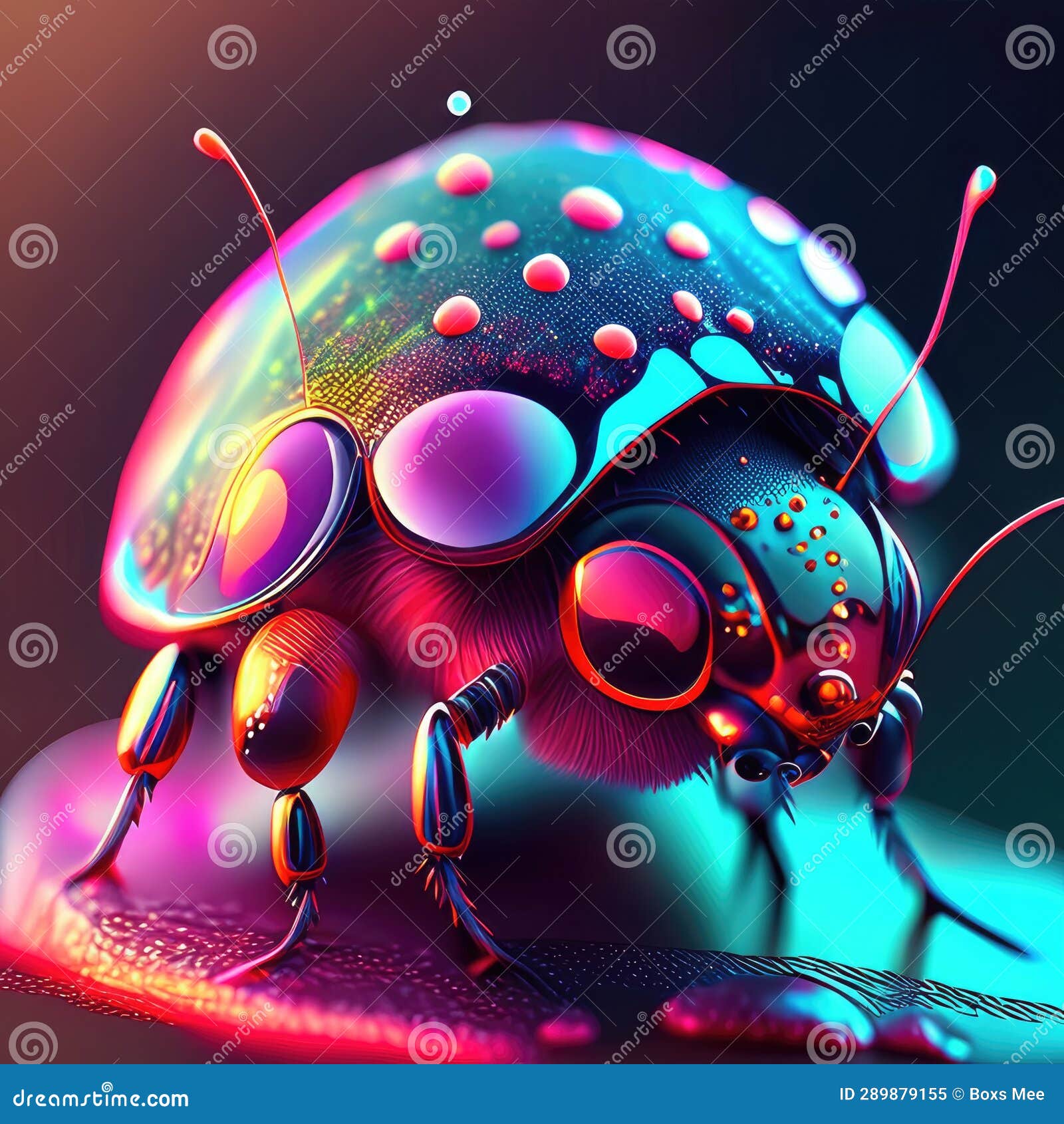 3d Rendering of a Colorful Bug on a Dark Background with Highlights ...