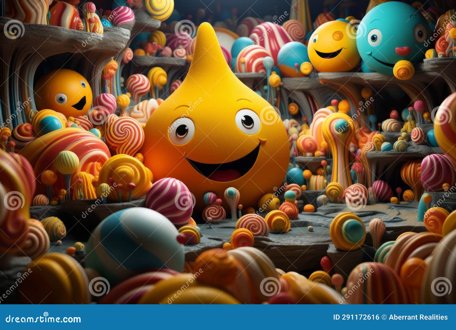 3d Rendering of a Colorful Candy Land with a Smiley Face in the Middle ...