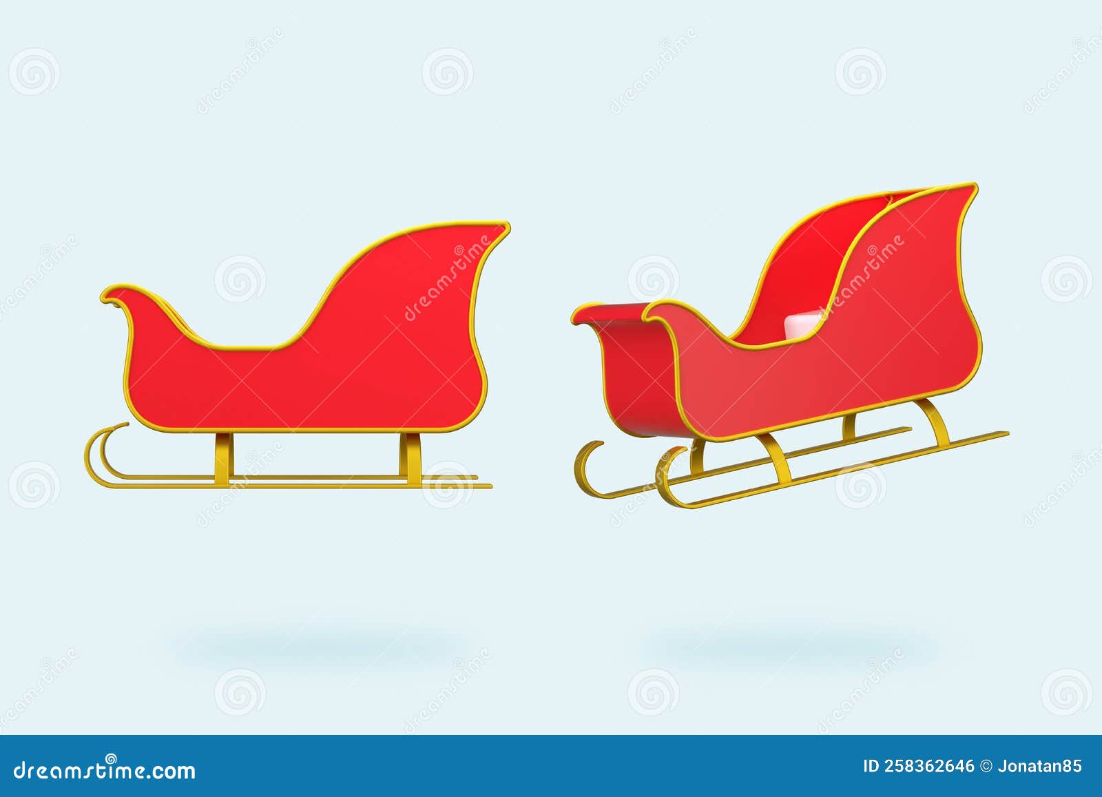 3d Rendering Colorful Christmas Sleigh with Shadow. Stock Illustration ...