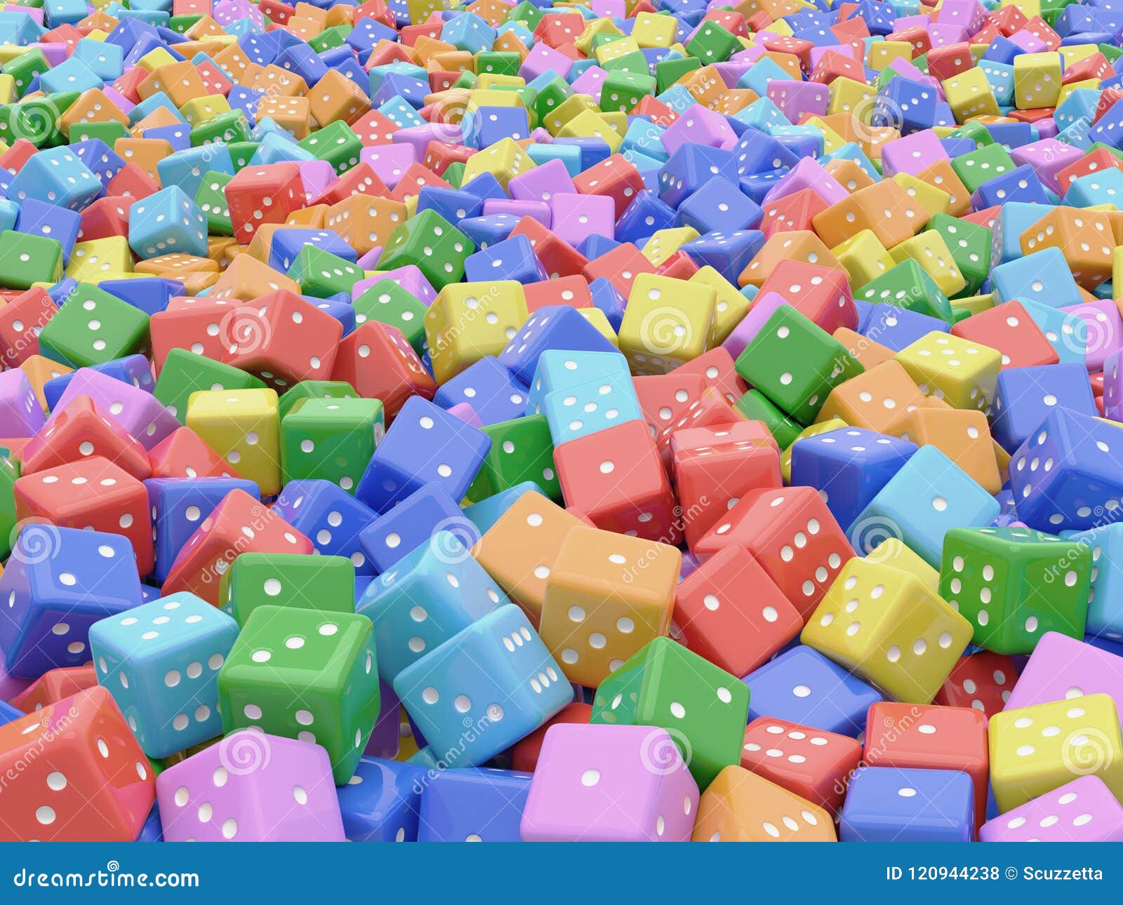 3D Rendering of Colorful Dice Stock Illustration - Illustration of ...