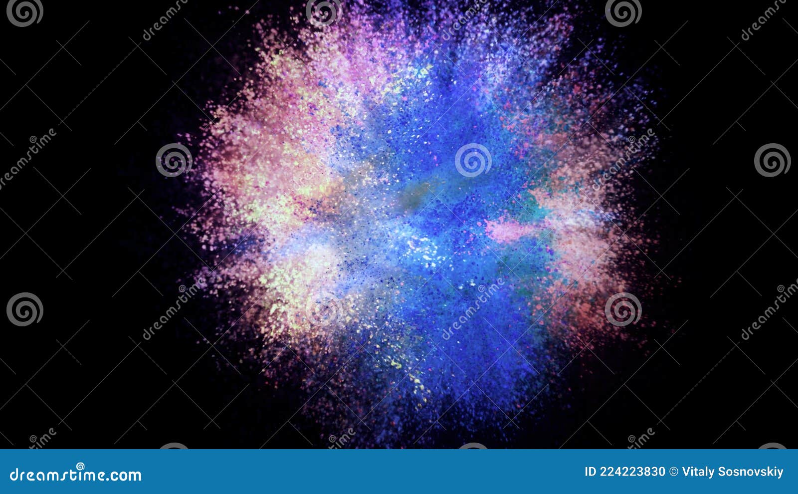 3D Rendering of Colorful Explosion of Colored Particles on Black ...