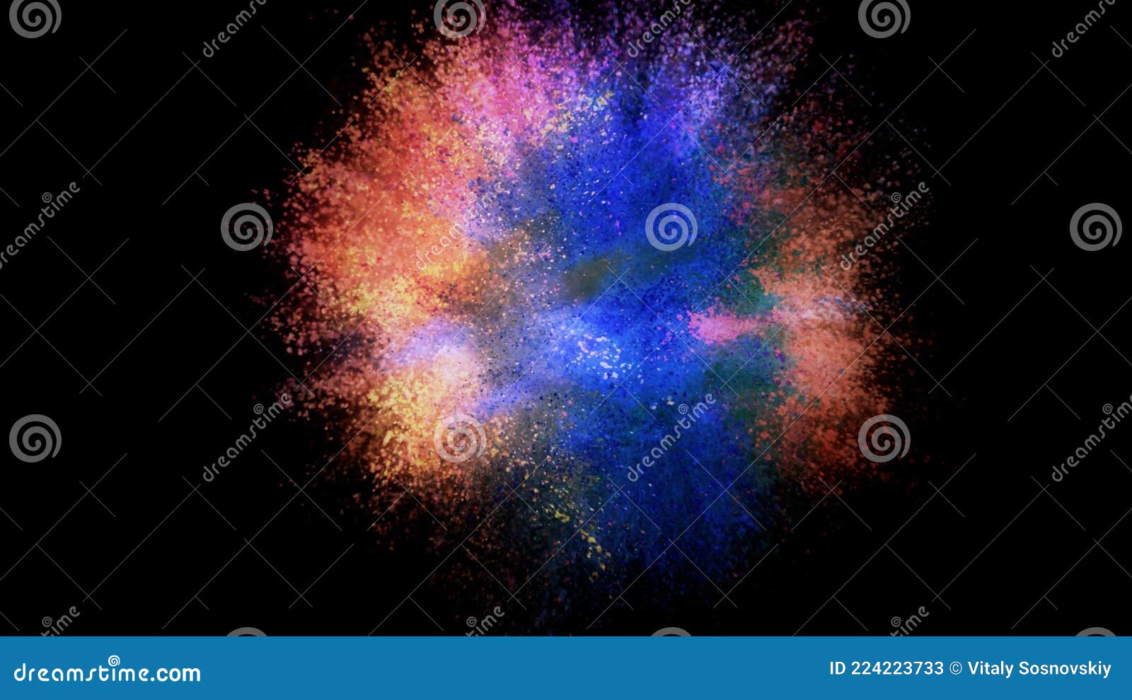 Explosion Of Colored Powder, Isolated On White Background. Abstract Of ...