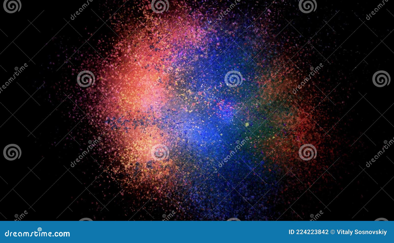 3D Rendering of Colorful Explosion of Colored Particles on Black ...