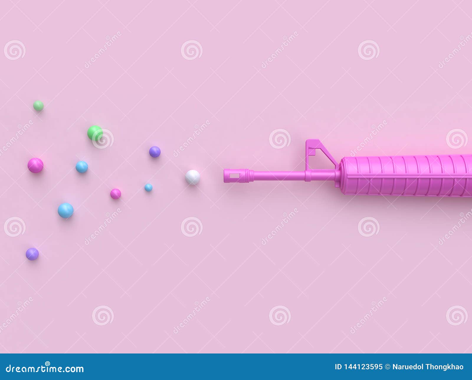 3d Rendering Colorful Many Sphere Pink Gun Minimal Abstract Stock ...