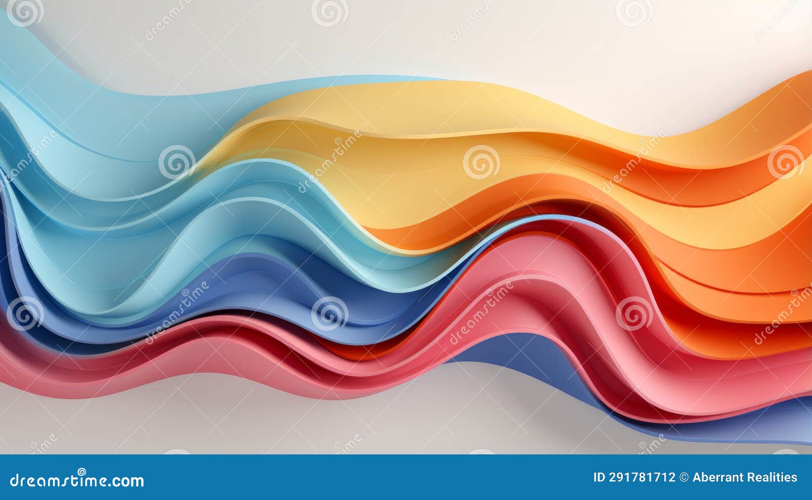3d Rendering of Colorful Paper Waves on a White Background Stock ...
