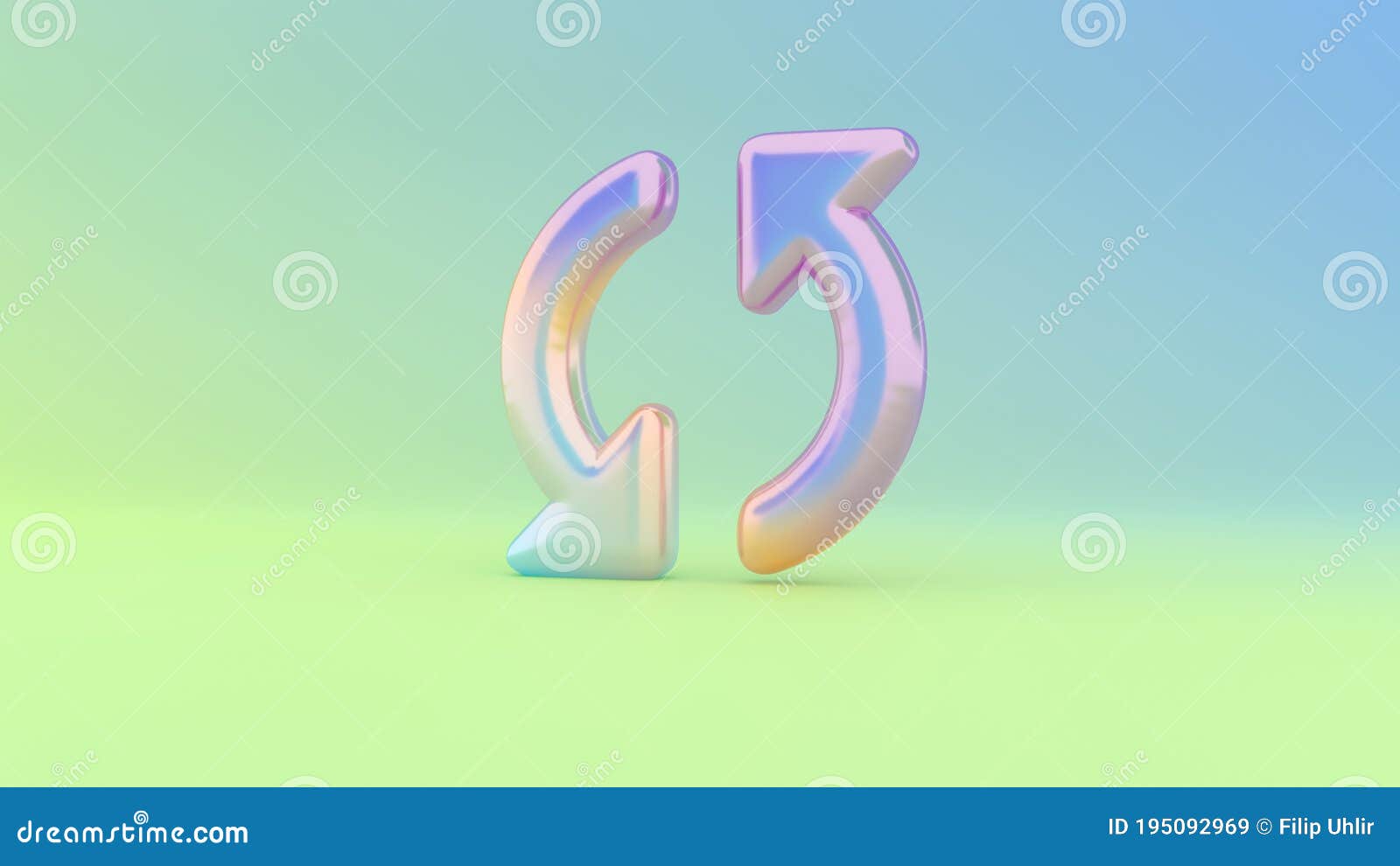 3d Rendering Colorful Vibrant Symbol of Double Refresh Arrow on Colored ...
