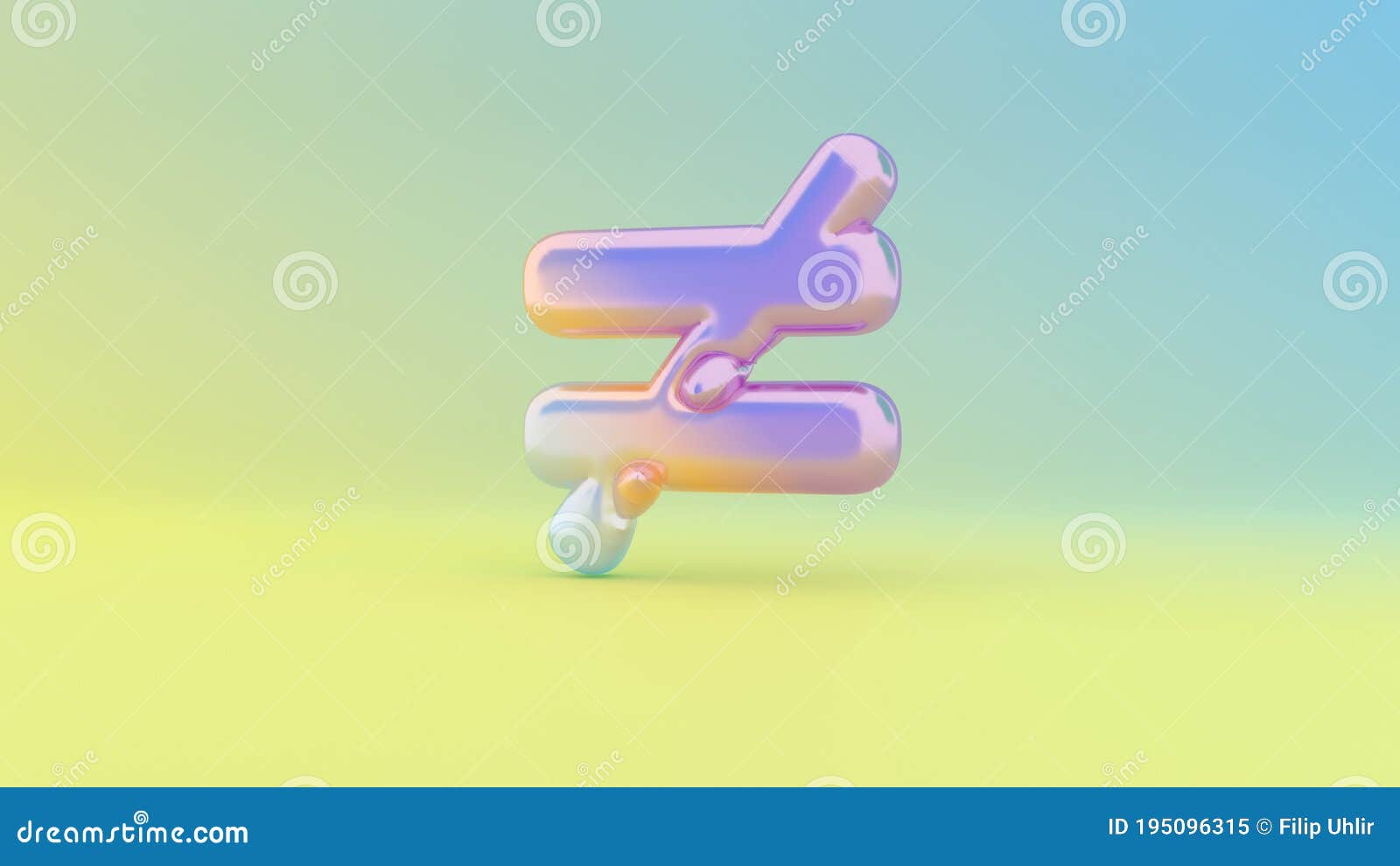 3d Rendering Colorful Vibrant Symbol of Not Equal on Colored Background ...