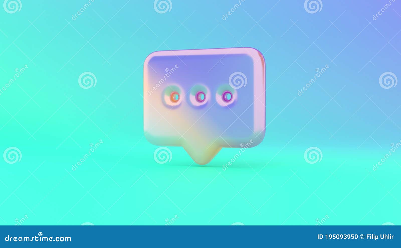 3d Rendering Colorful Vibrant Symbol of Rounded Chat Bubble on Colored ...