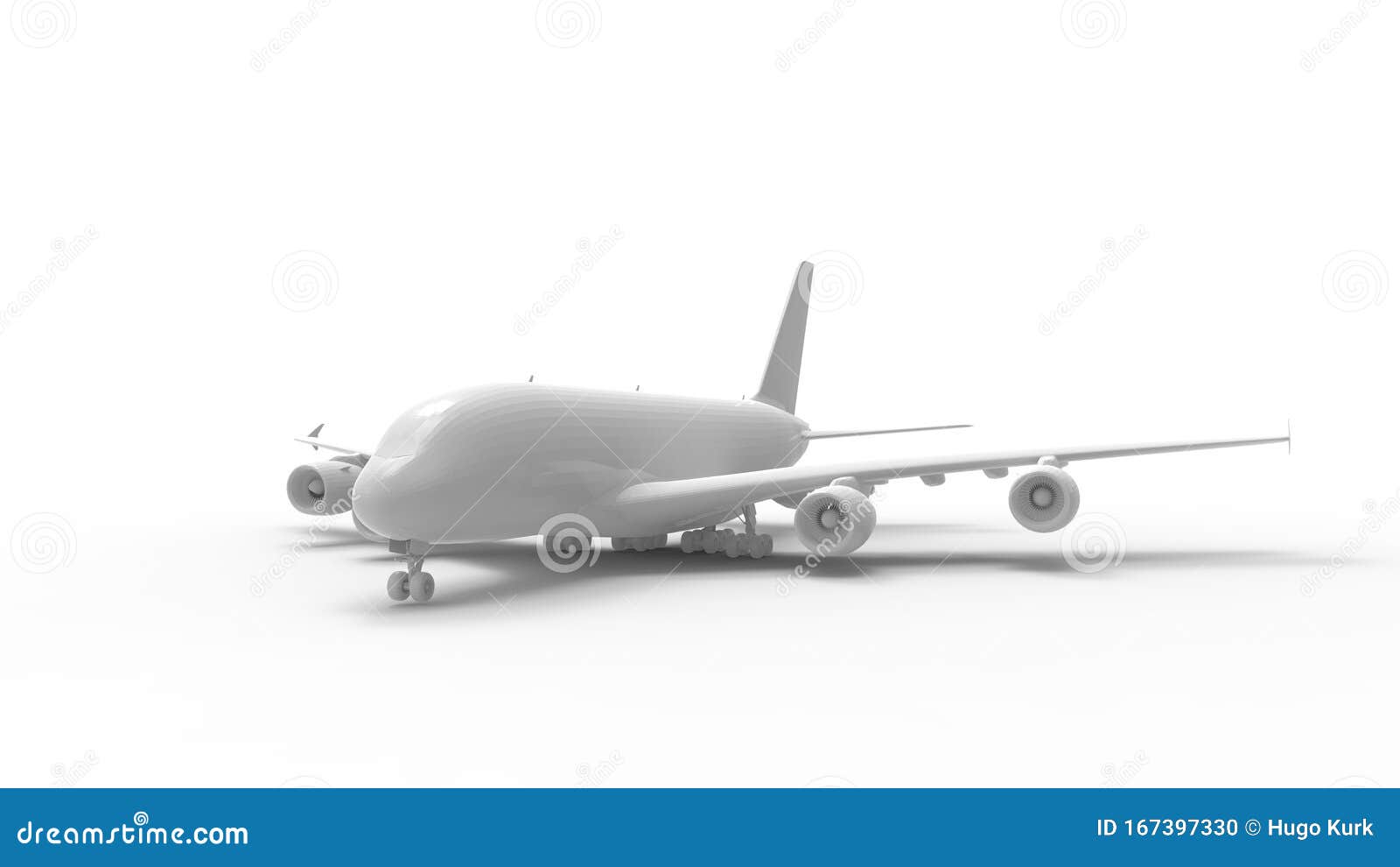 3d Rendering Of A Commercial Jumbo Jet Isolated In Studio Background Stock Illustration ...