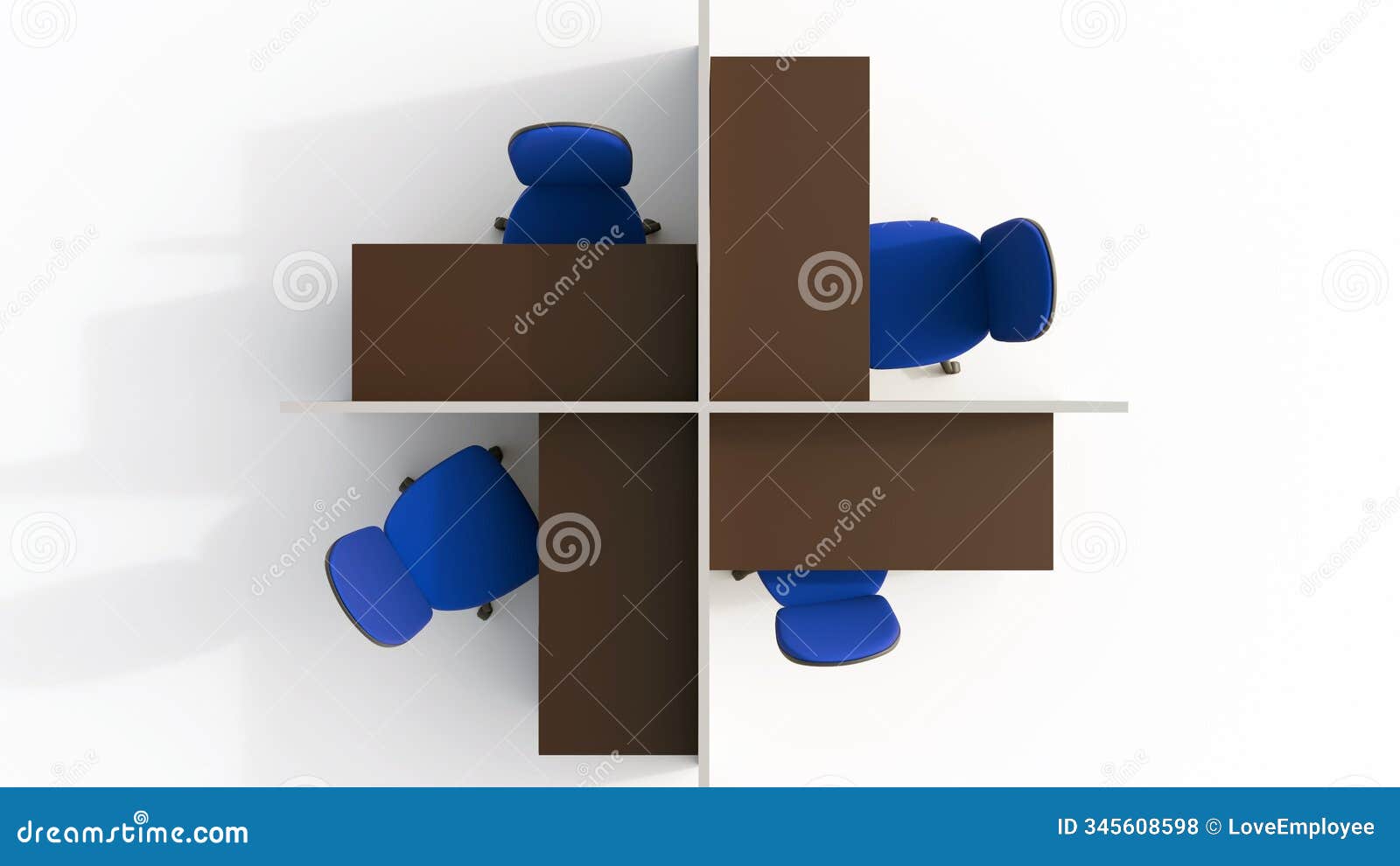 A 3d Rendering Of Compact Office Layout With Four Empty Cubicles Stock ...