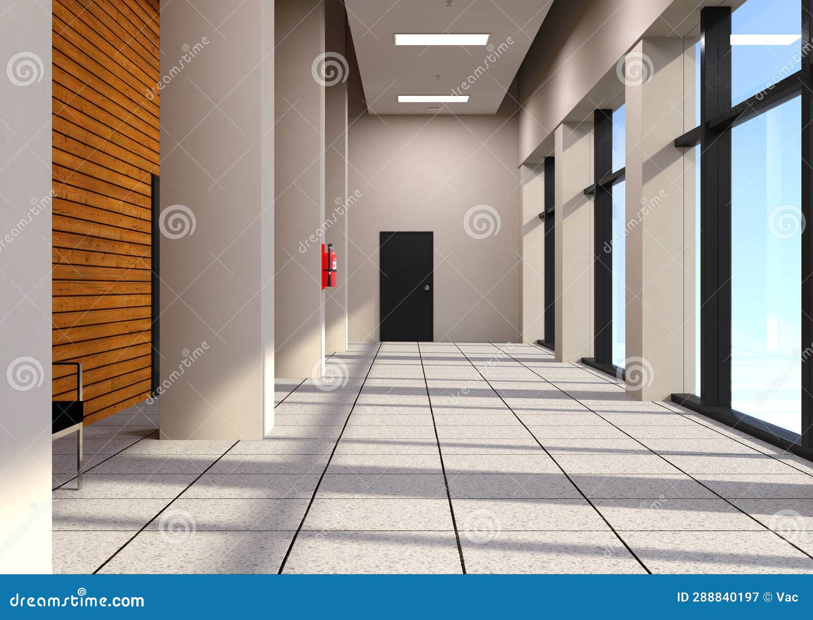 3D Rendering Company Hallway Stock Illustration - Illustration of ...