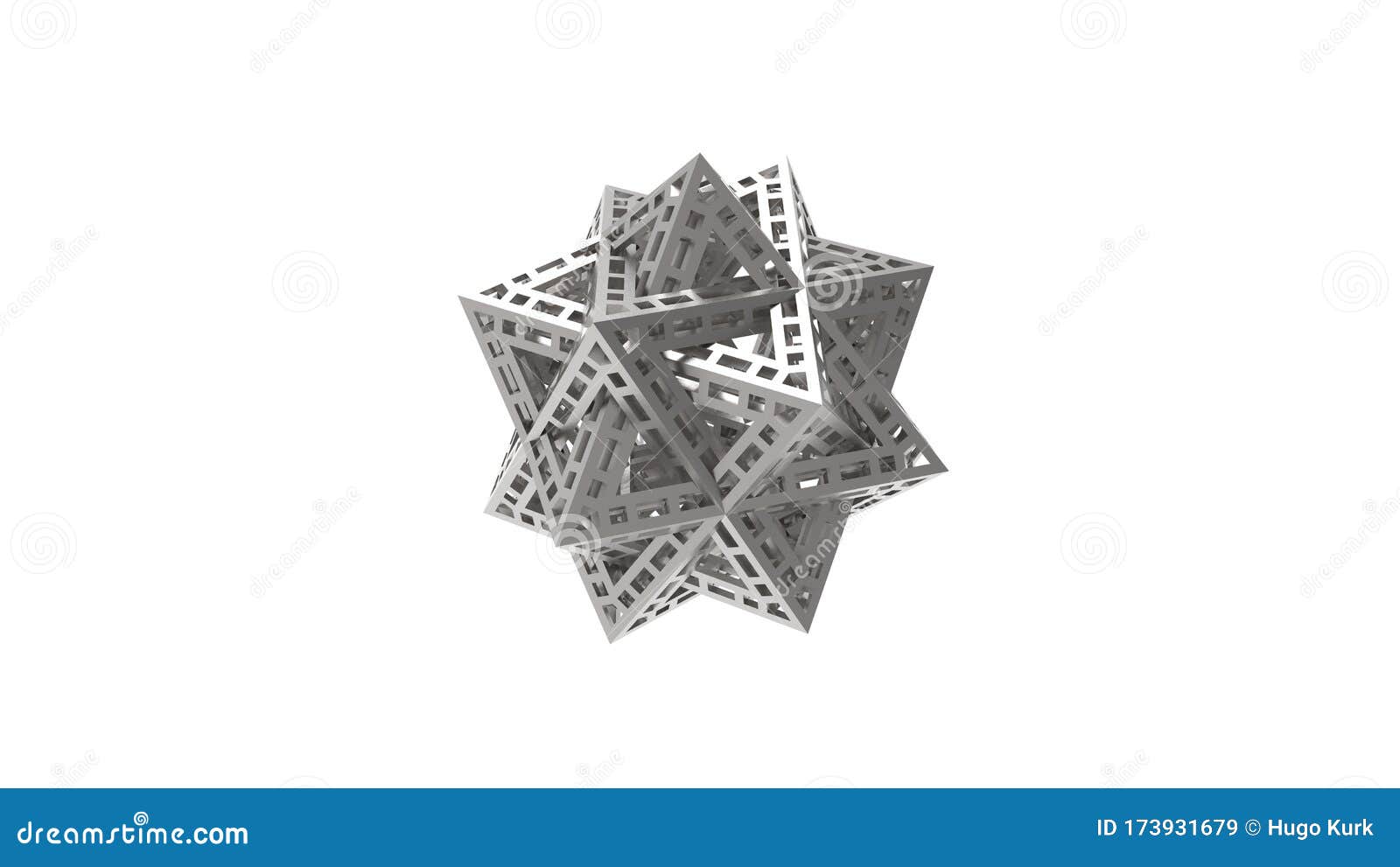 3D Rendering of a Complex Shape Triangle Escher Like Model Isolated ...