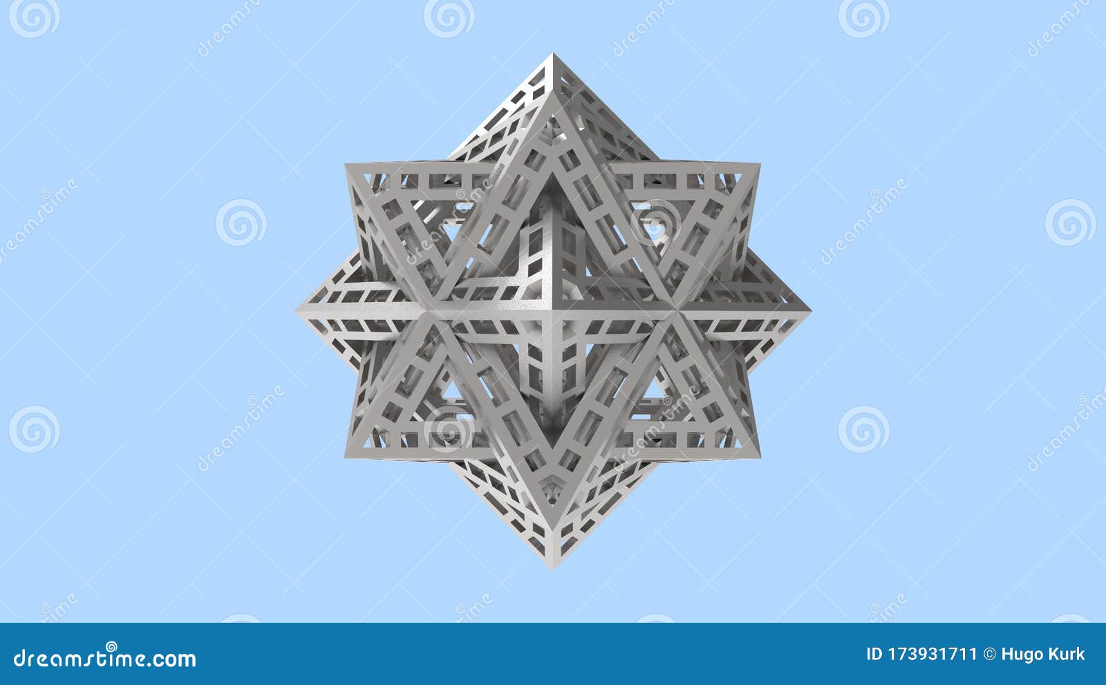 3D Rendering of a Complex Shape Triangle Escher Like Model Isolated ...