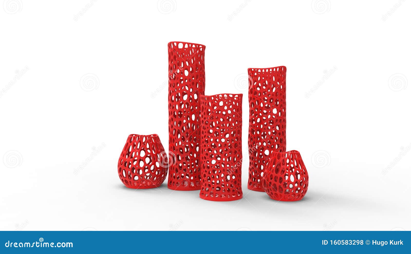 3d Rendering of Complex Shaped Vases Isolated in White Studio ...