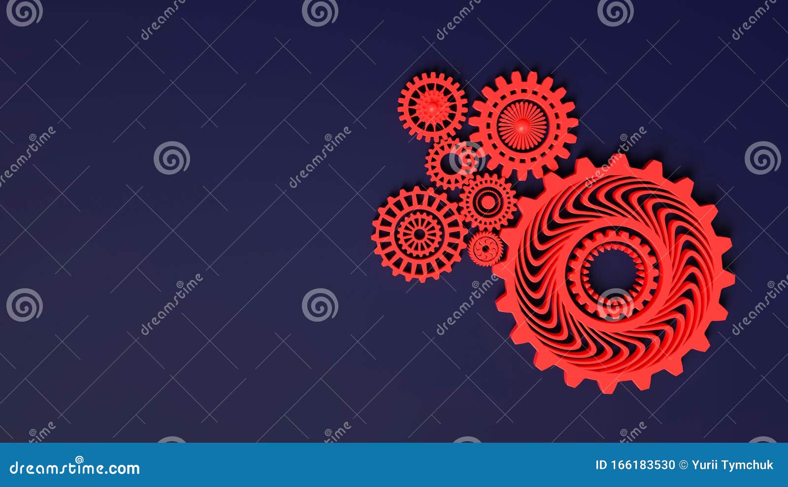 3d Rendering. Composition of Red Gears Symbolizing Cooperation and ...