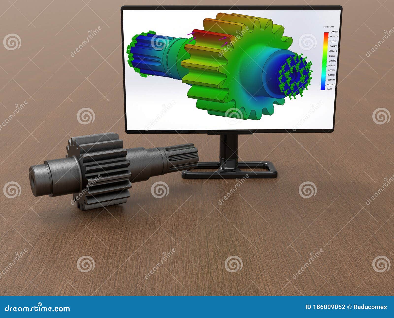 3D Rendering - Computer Aided Design Shaft Analysis Stock Illustration ...