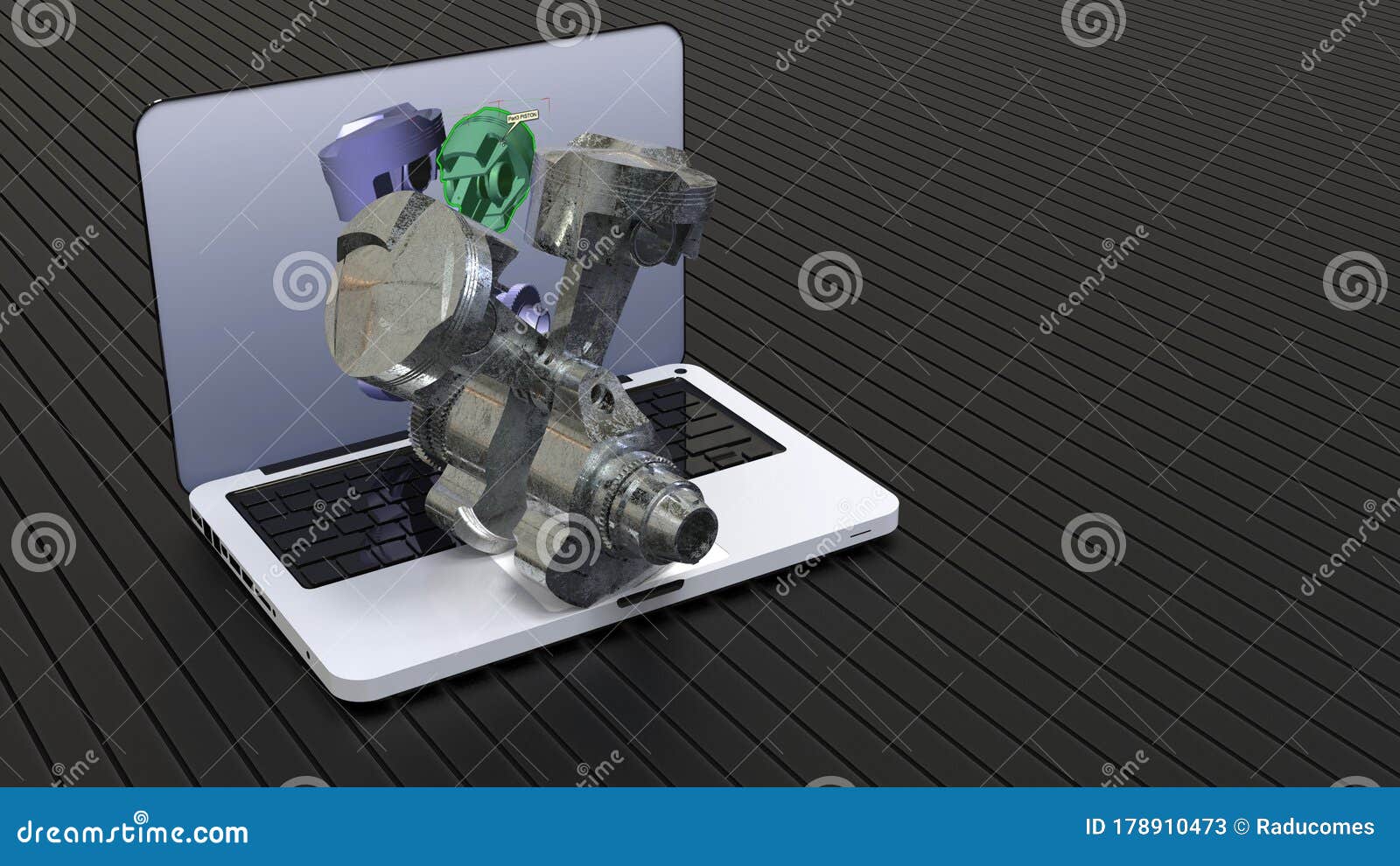3D Rendering - Detailed Two Piston Engine Stock Illustration ...
