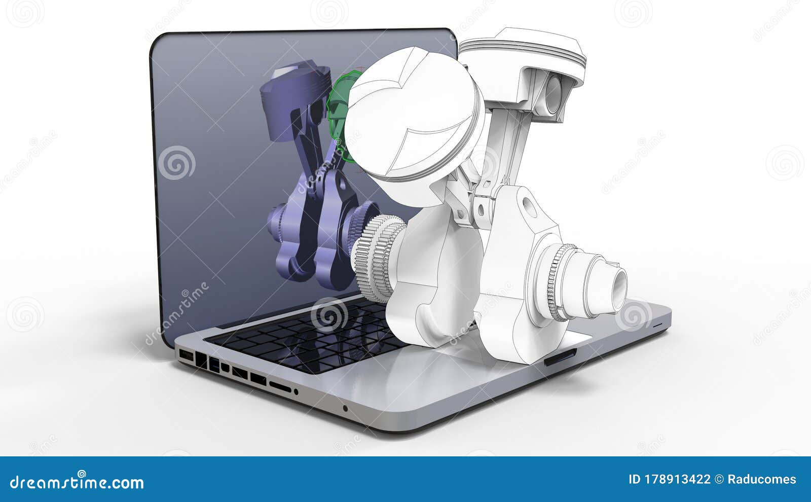 Piston Engine Four Stroke Cycle In Structural Cross Section For ...