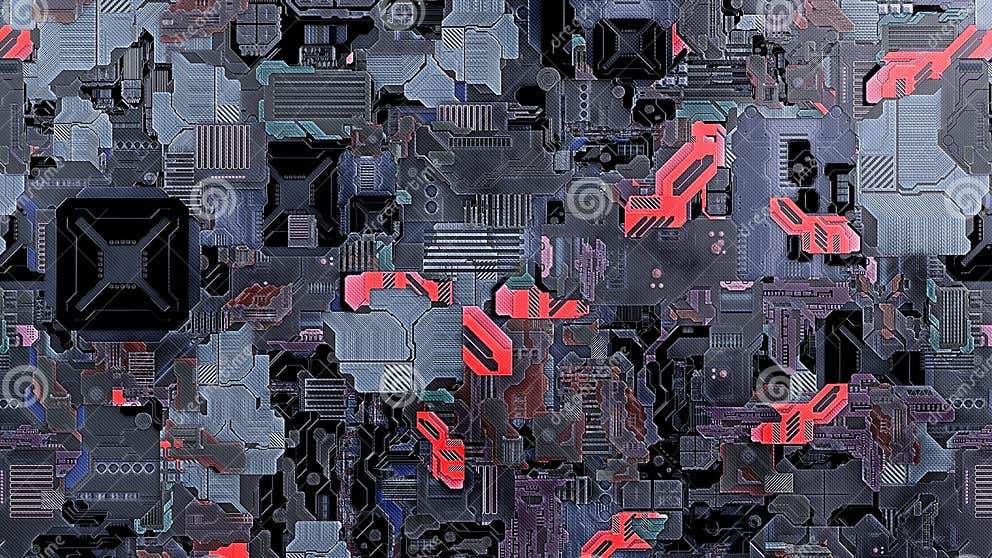 3D Rendering of Computer Chip Texture, Digital Elements Equipment and ...