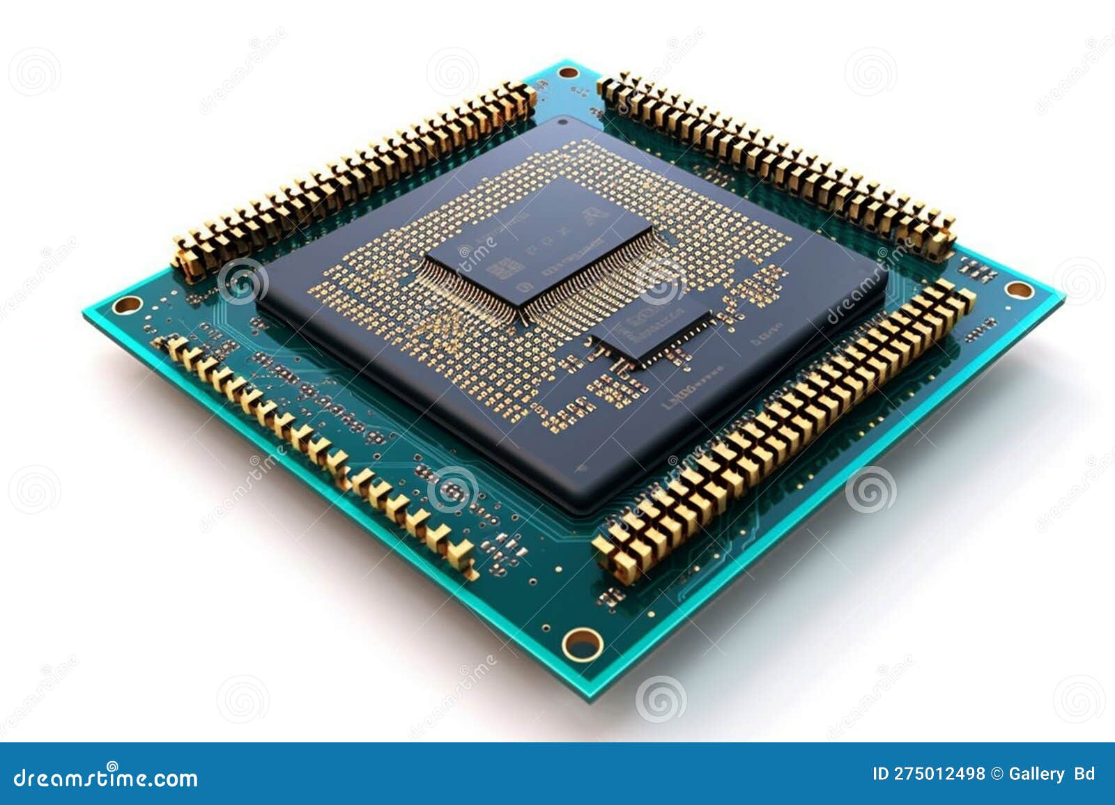 3d Rendering of a Computer Chip on a White Background with Reflection ...