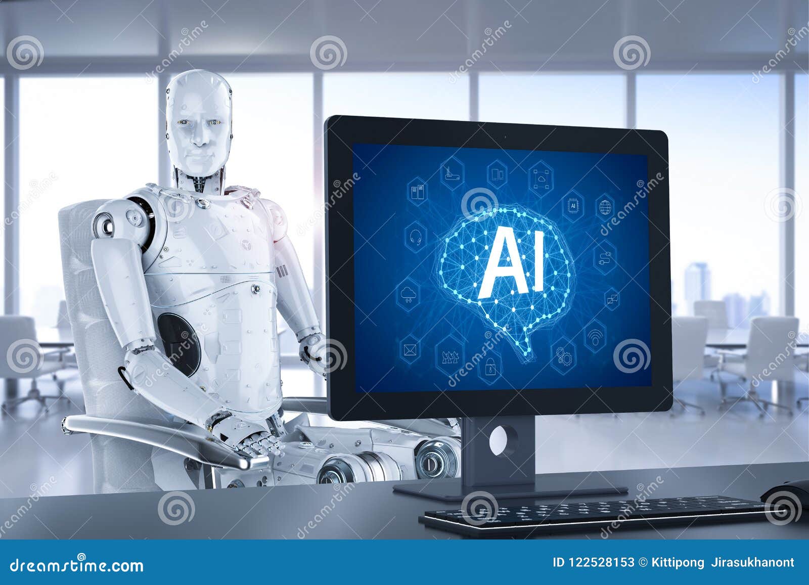Computer control ai stock illustration. Illustration of cloud - 122528153