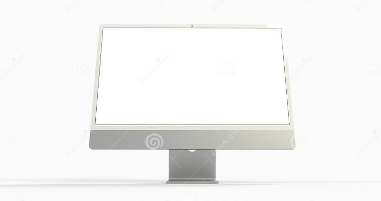 3D Rendering of a Computer Display with Blank White Screen Stock ...