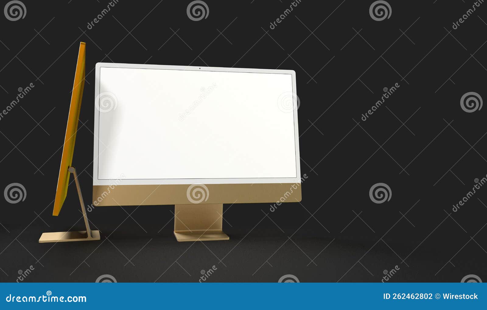 3D Rendering of a Computer Display Mock-up with a Blank White Screen on ...