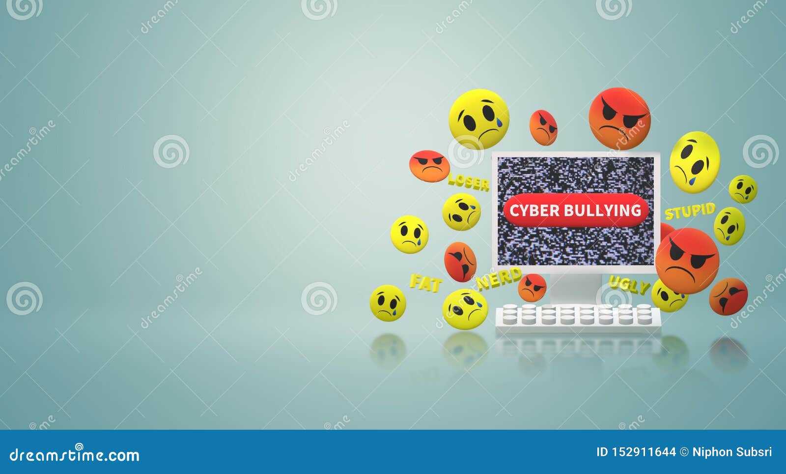 The 3d Rendering Computer and Emotion for Cyber Bullying Content Stock ...
