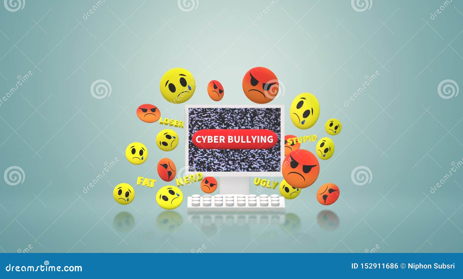 The 3d Rendering Computer and Emotion for Cyber Bullying Content Stock ...