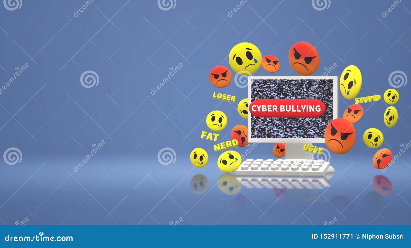 The 3d Rendering Computer and Emotion for Cyber Bullying Content Stock ...