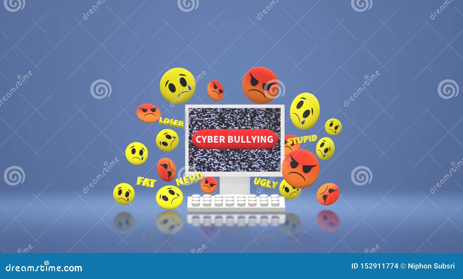 The 3d Rendering Computer and Emotion for Cyber Bullying Content Stock ...