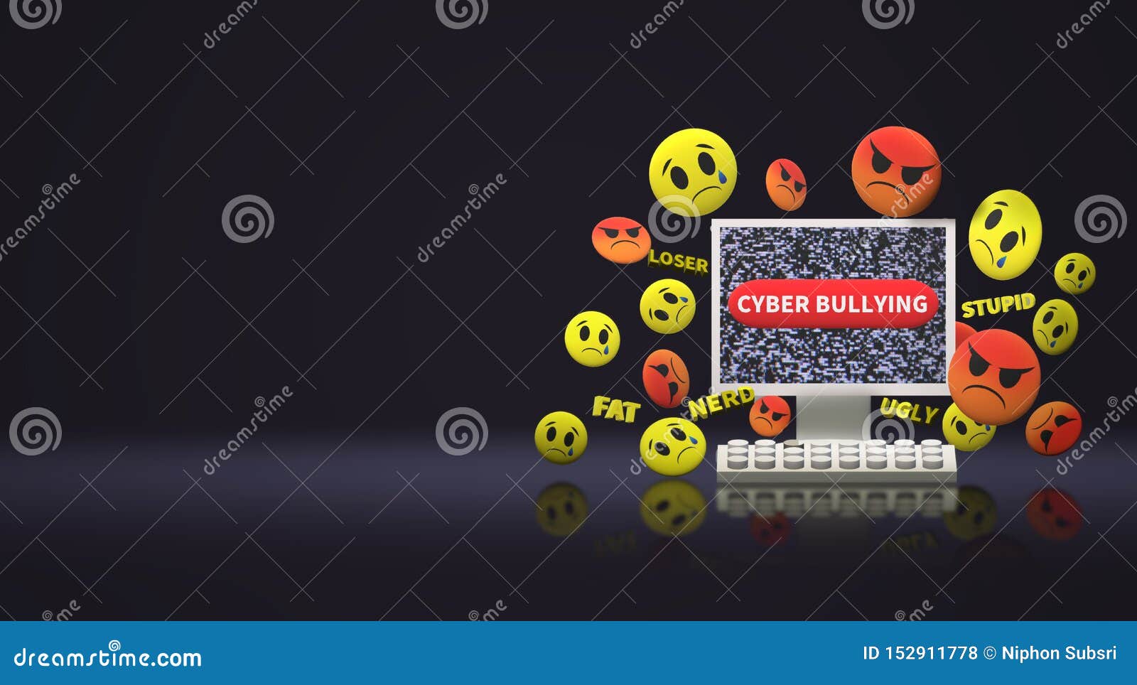 The 3d Rendering Computer and Emotion for Cyber Bullying Content Stock ...
