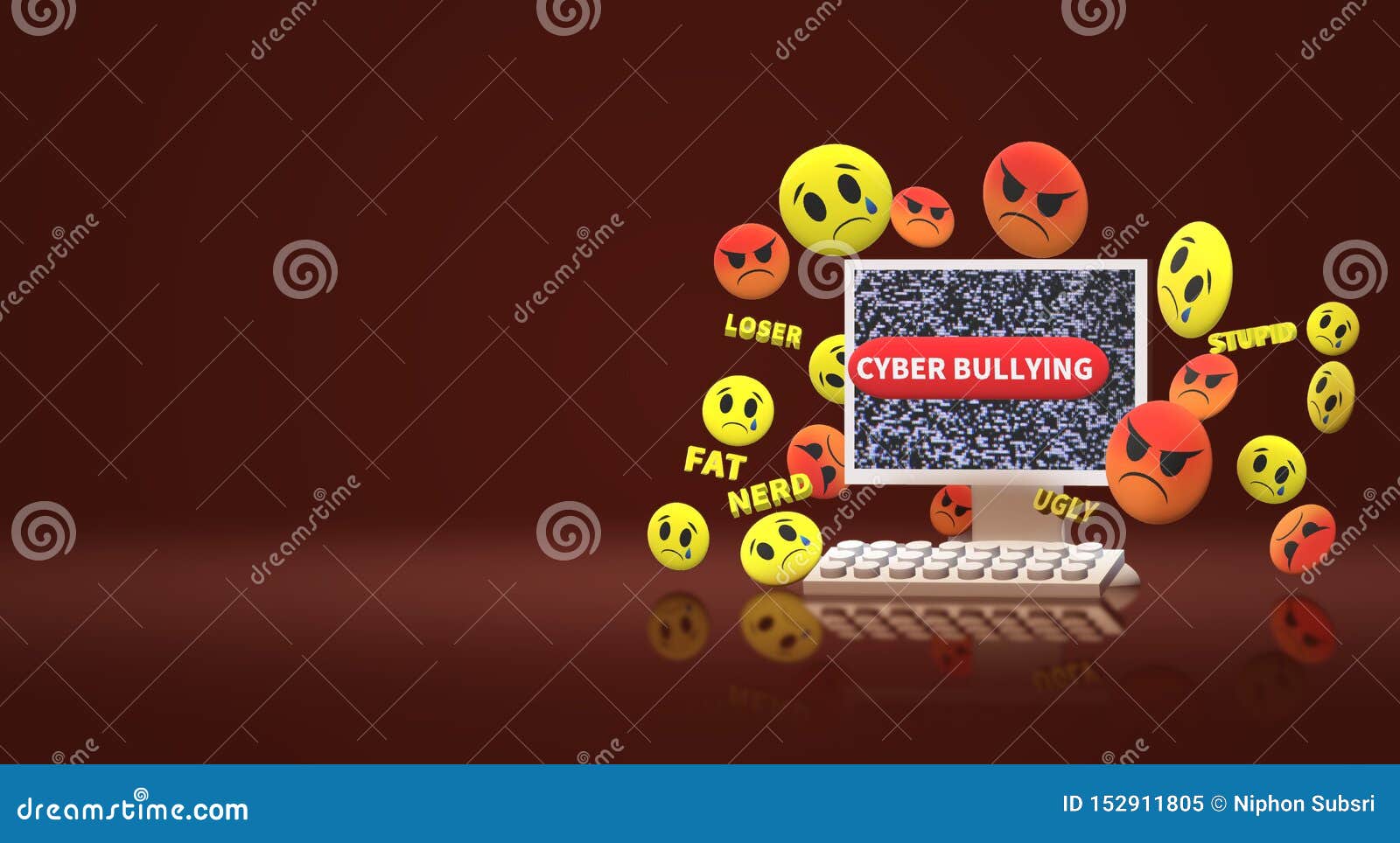 The 3d Rendering Computer and Emotion for Cyber Bullying Content Stock ...