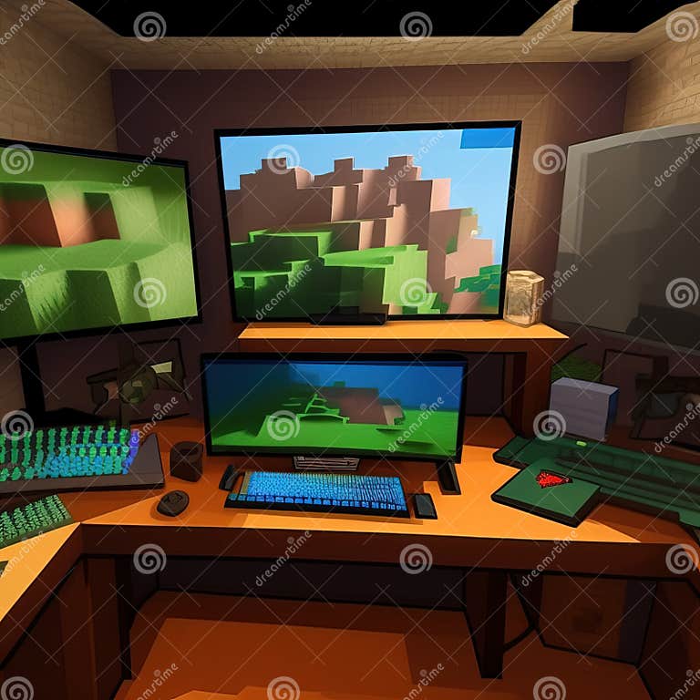 3 D Rendering of Computer Gaming with Video Game Console Stock ...