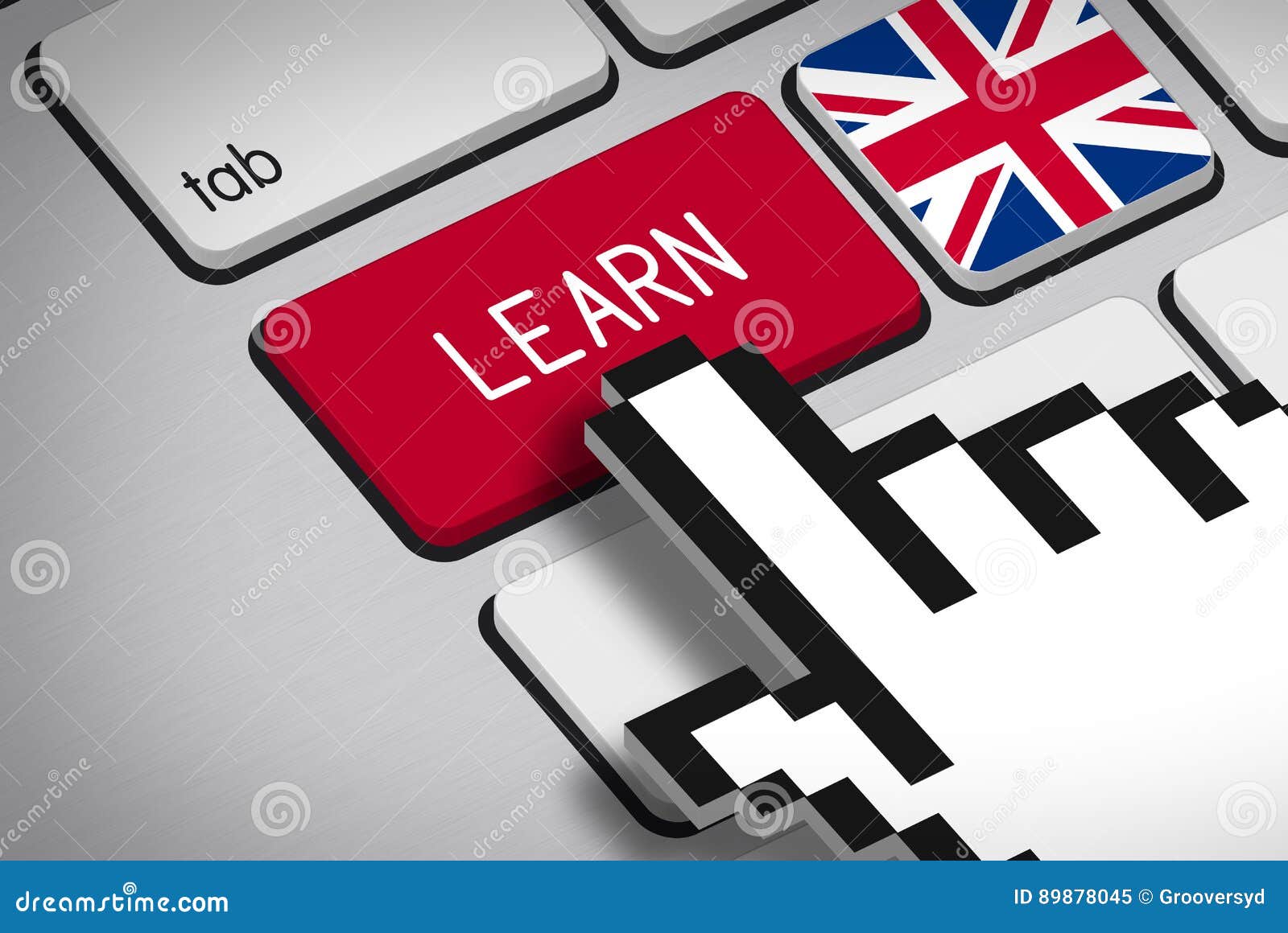 Computer Keyboard with Learn Button, Flag of Unit Stock Image - Image ...