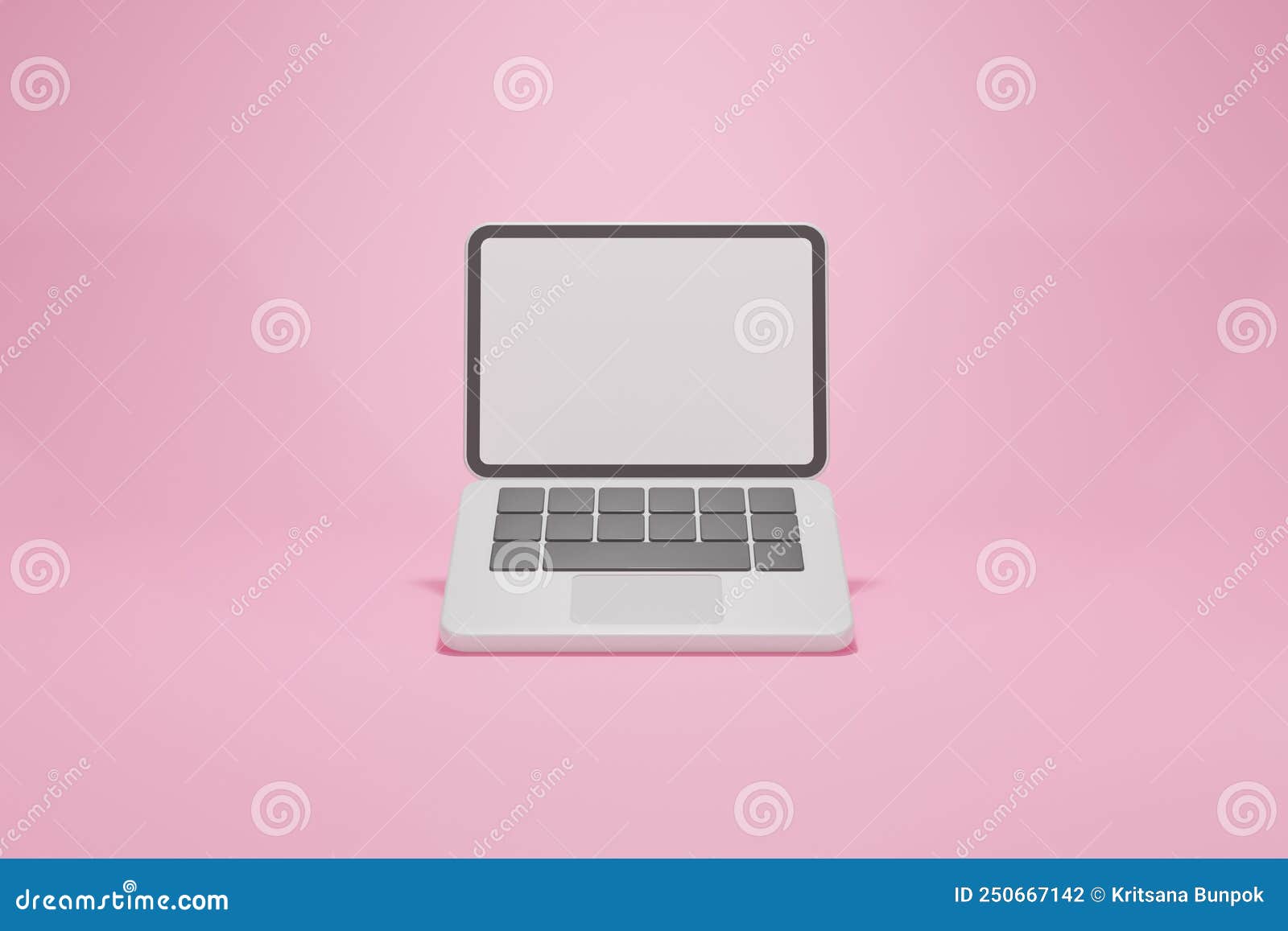 3D Rendering Computer Laptop or Notebook Symbols Perspective Front View ...