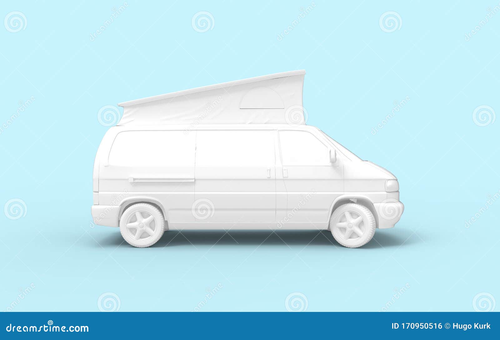 3d Rendering of a Computer Model Camper Van with Folding Roof Isolated ...